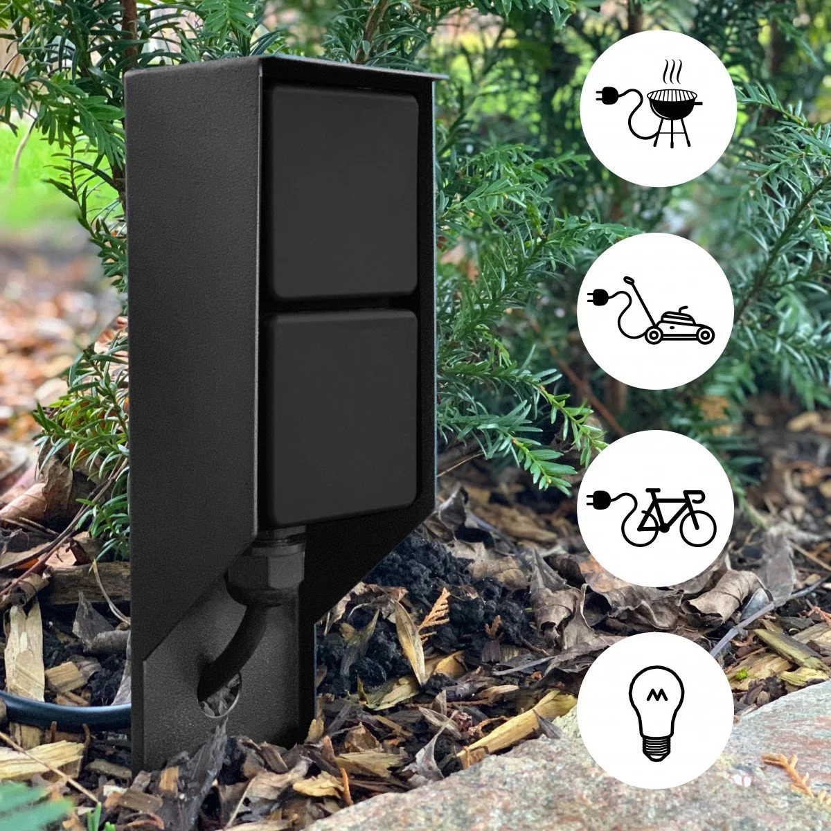 KS Verlichting tuinstopcontact zwart voor buiten Double Spike